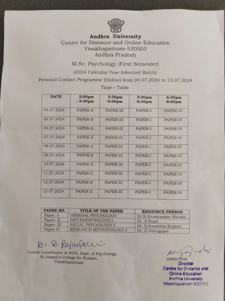 Andhra University | SDE - PG & Professional Programs